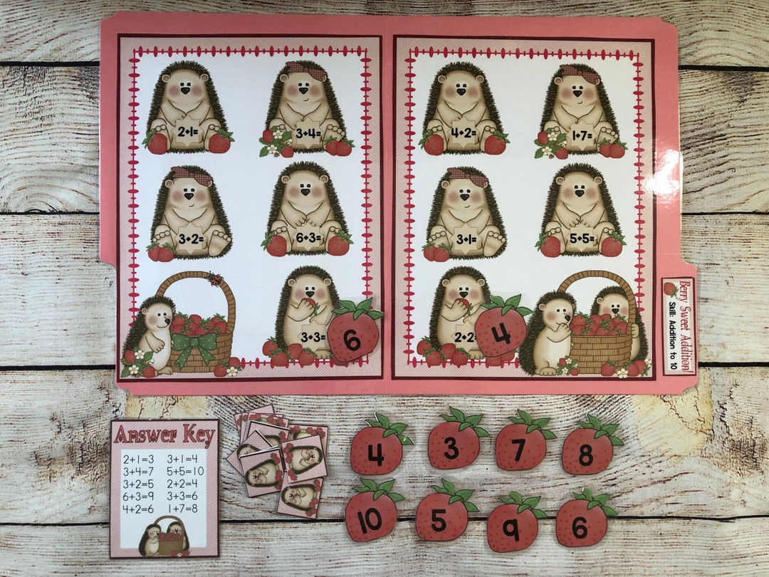 Berry Sweet Addition Math File Folder Game Center Teacher Resource ...
