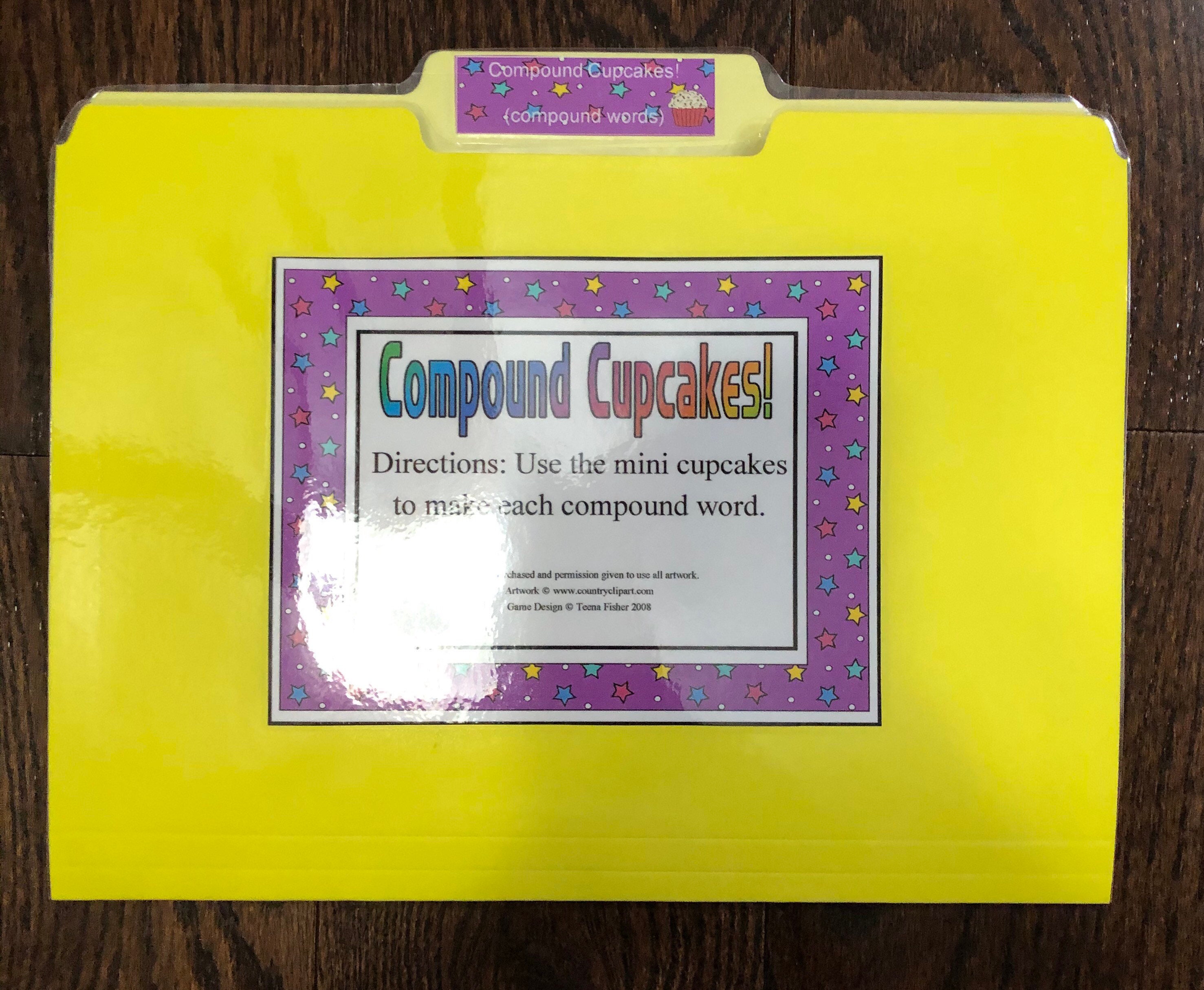 Cupcake Compounds Words First Second Grade Phonics File Folder Game ...