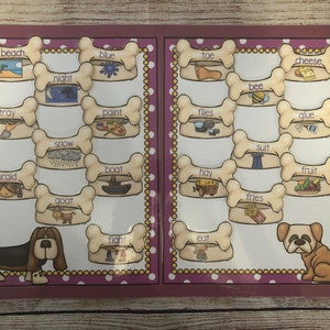 Give the Dog a Bone Long Vowel Teams Literacy Phonics File Folder Game ...