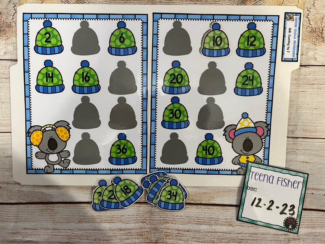 Winter Koala Counting by 2s File Folder Game 2~40 Kindergarten First ...
