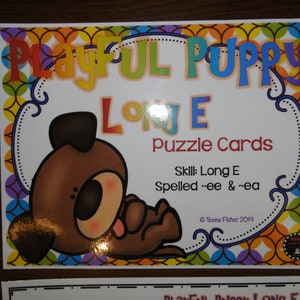 Playful Puppy Long Vowel E Team Ee - Ea Word Puzzle Cards Teacher Made ...
