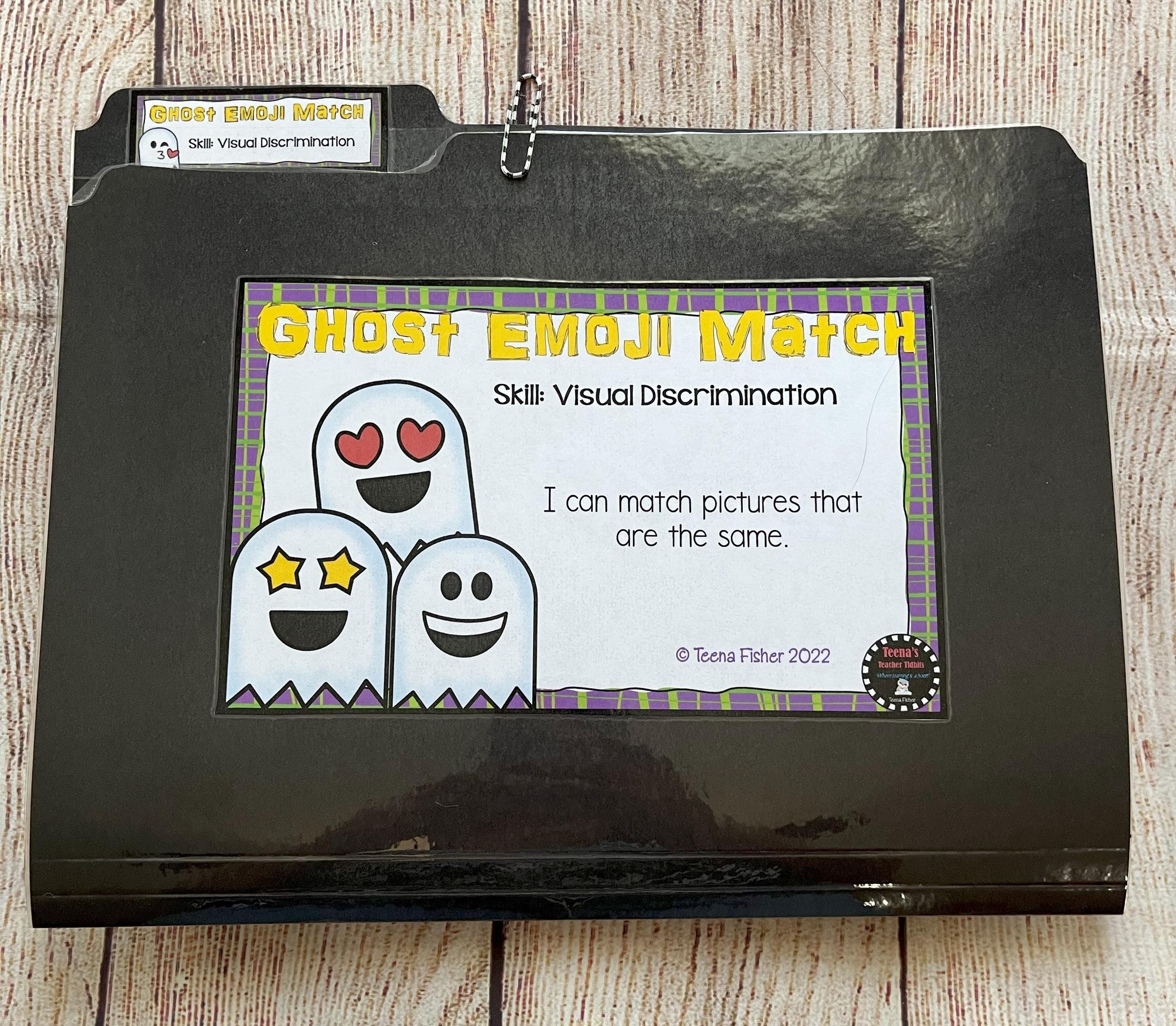 Ghost Emoji Face Matching File Folder Game Kindergarten Preschool Math ...