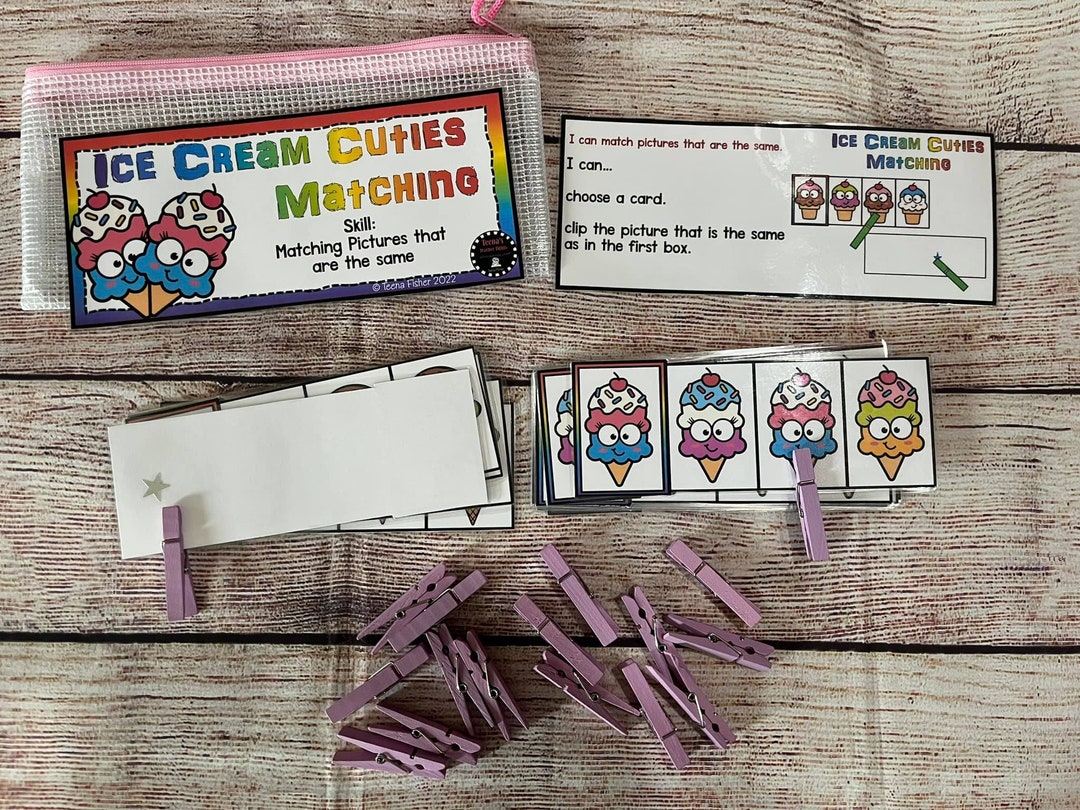 Ice Cream Cuties Matching Visual Discrimination Task Box Busy Bag ...