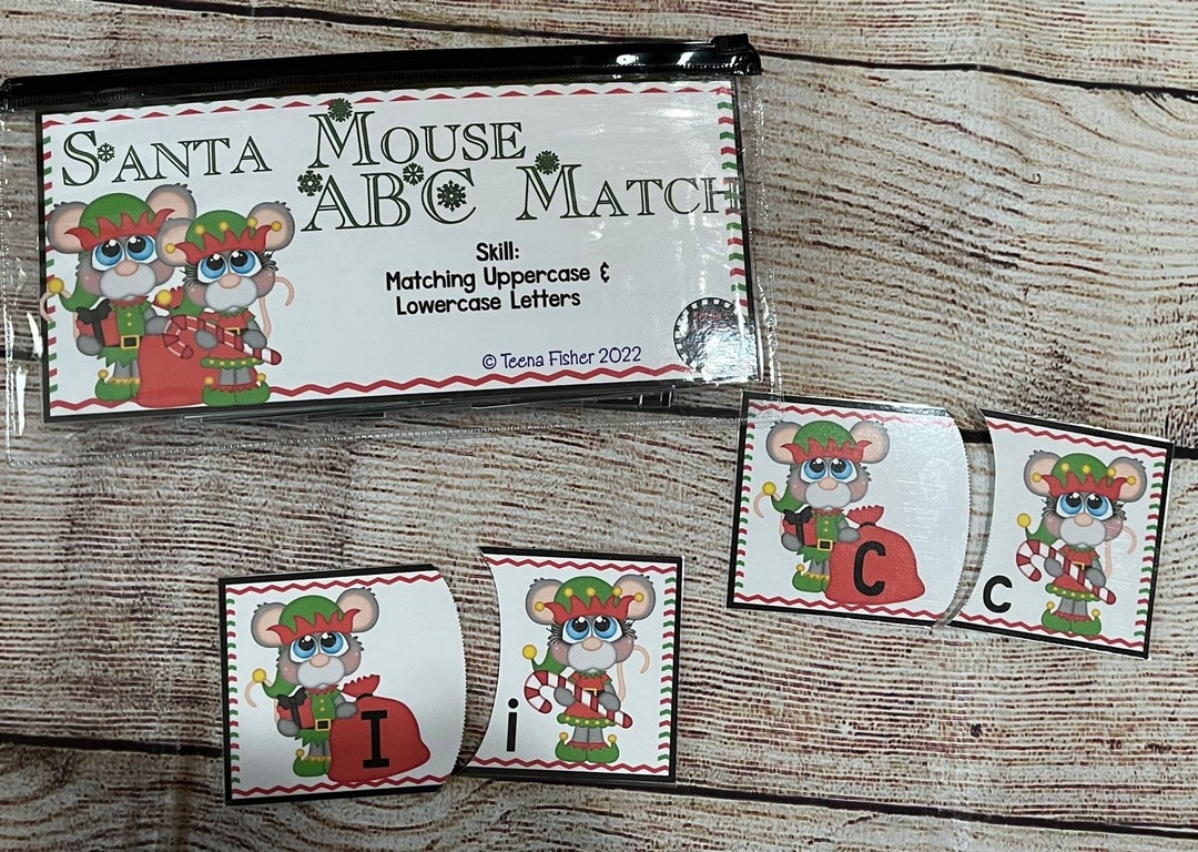 Christmas Mouse Alphabet Puzzle Cards Uppercase Lowercase Cards ...