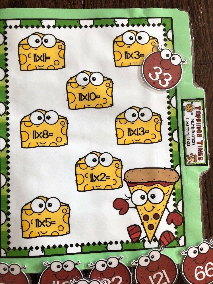 Toppings Times Math File Folder Game Center Teacher Resource - Etsy