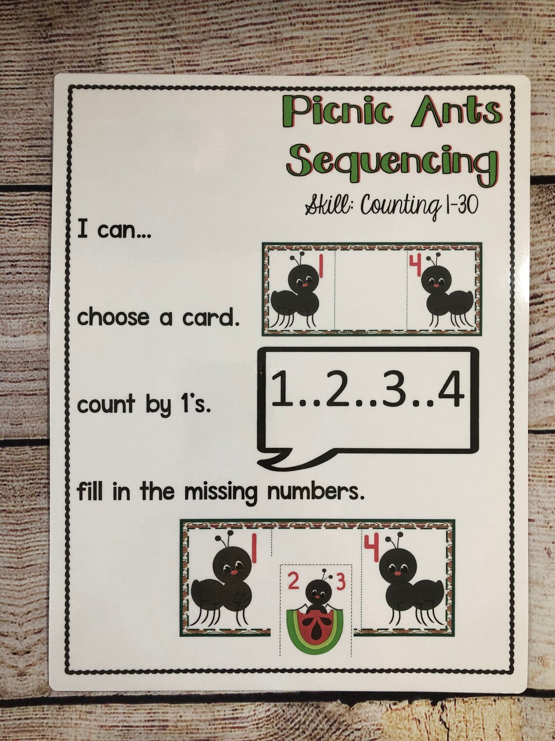 Picnic Ants Sequencing Number Sequencing 1-30 Homeschool - Etsy