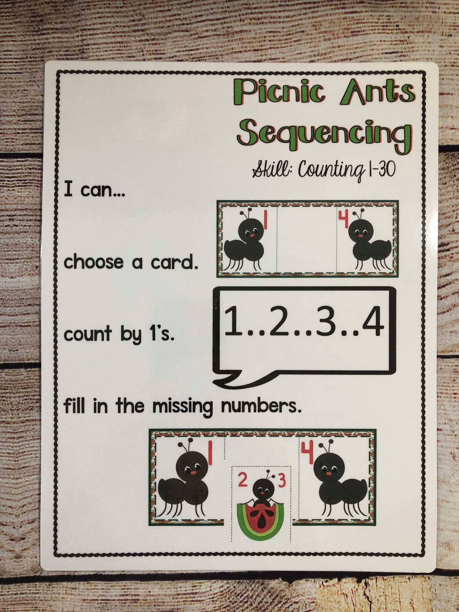 Picnic Ants Sequencing Number Sequencing 1-30 Homeschool - Etsy
