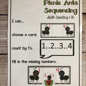 Picnic Ants Sequencing Number Sequencing 1-30 Homeschool Kindergarten ...