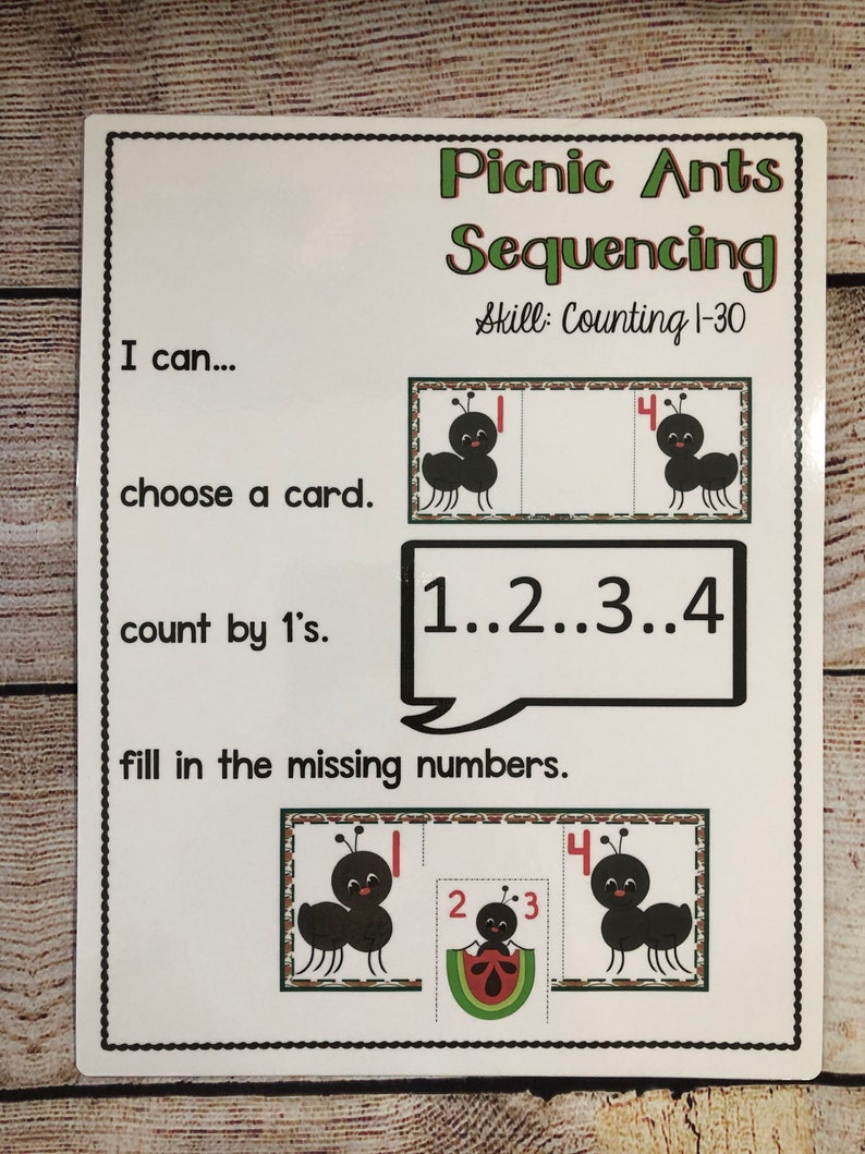 Picnic Ants Sequencing Number Sequencing 1-30 Homeschool - Etsy