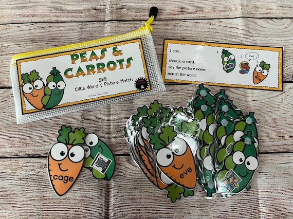 Peas & Carrots Cvce Words Match Phonics Long Vowel | Etsy