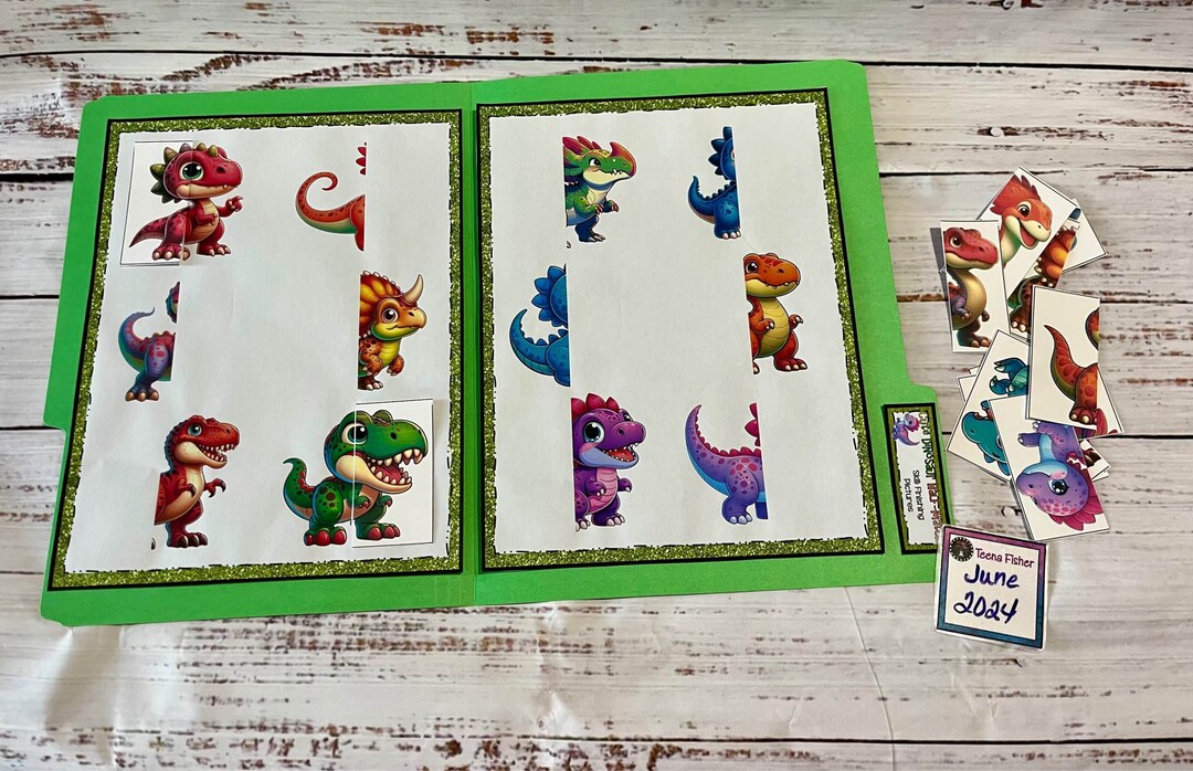 Dinosaur Half-match Game: Preschool Visual Discrimination File Folder ...