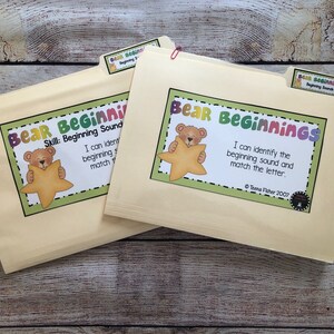 Literacy Center Bear Beginning Sounds File Folder Game Teacher Resource ...