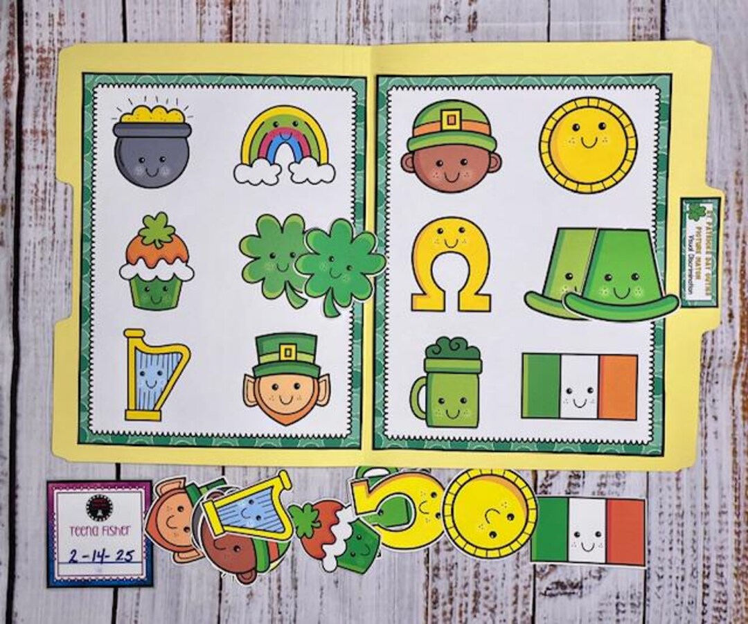 St. Patrick's Day Identical Picture Match File Folder Game Pre-k Visual ...
