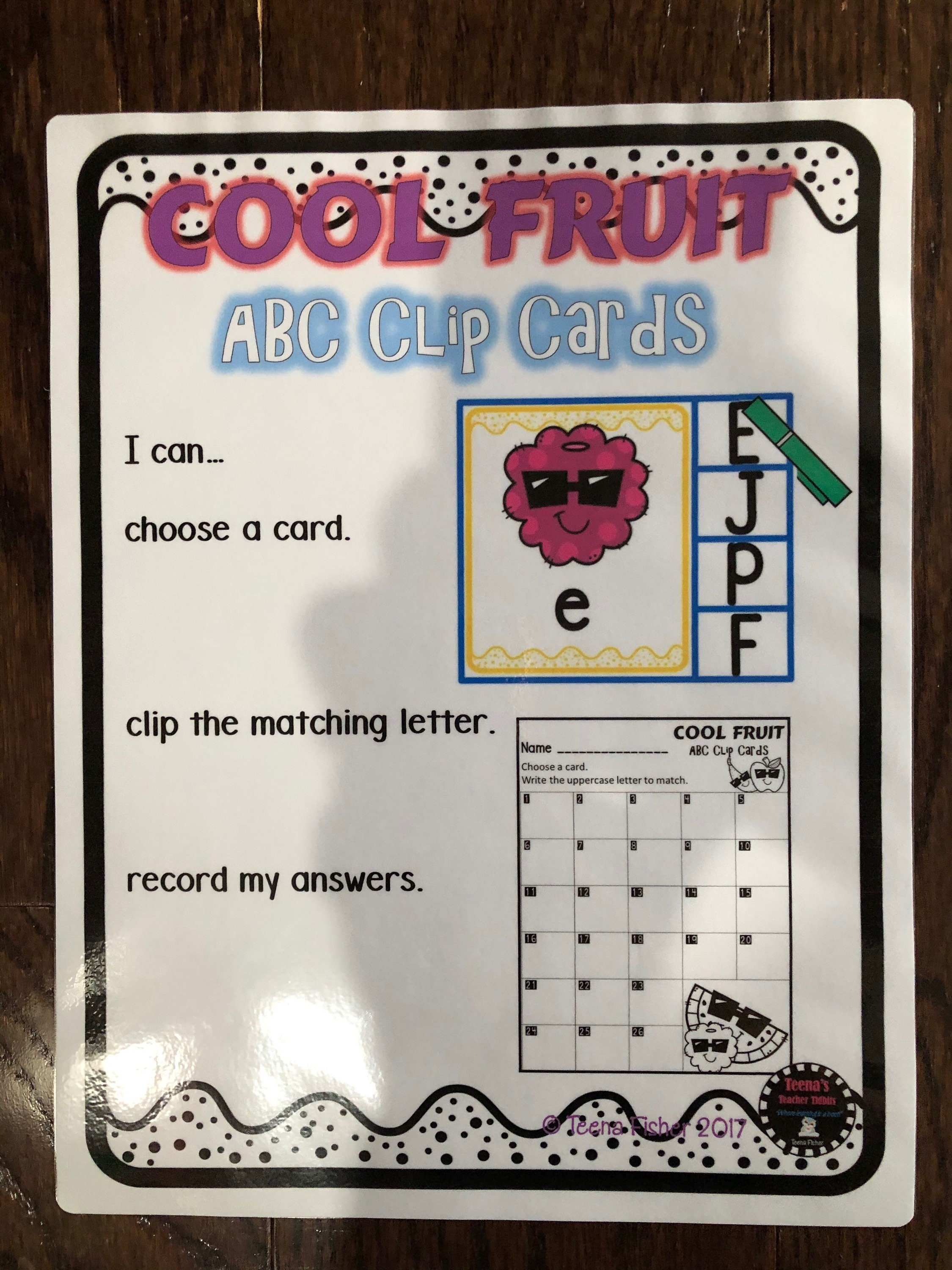 Cool Fruit Alphabet Matching Clip Cards Preschool Kindergarten - Etsy