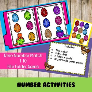 Dino Babies Number Match 1-10 File Folder Game Math Center Preschool ...