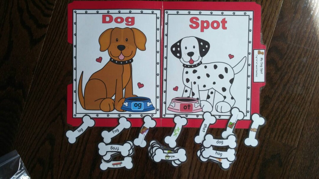Literacy Center File Folder Game My Dog Spot Short O Word Families - Etsy