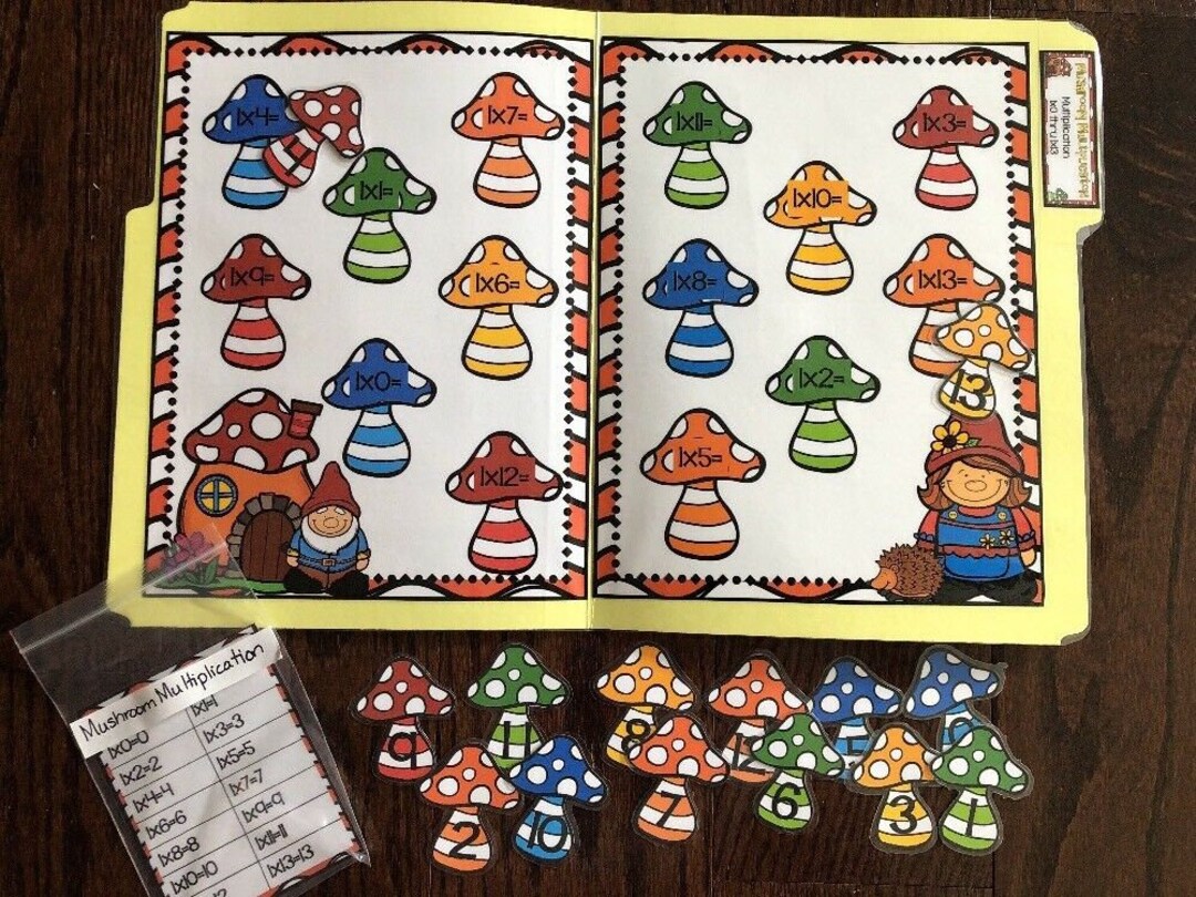 Mushroom Multiplication Math File Folder Game Center Teacher Resource ...