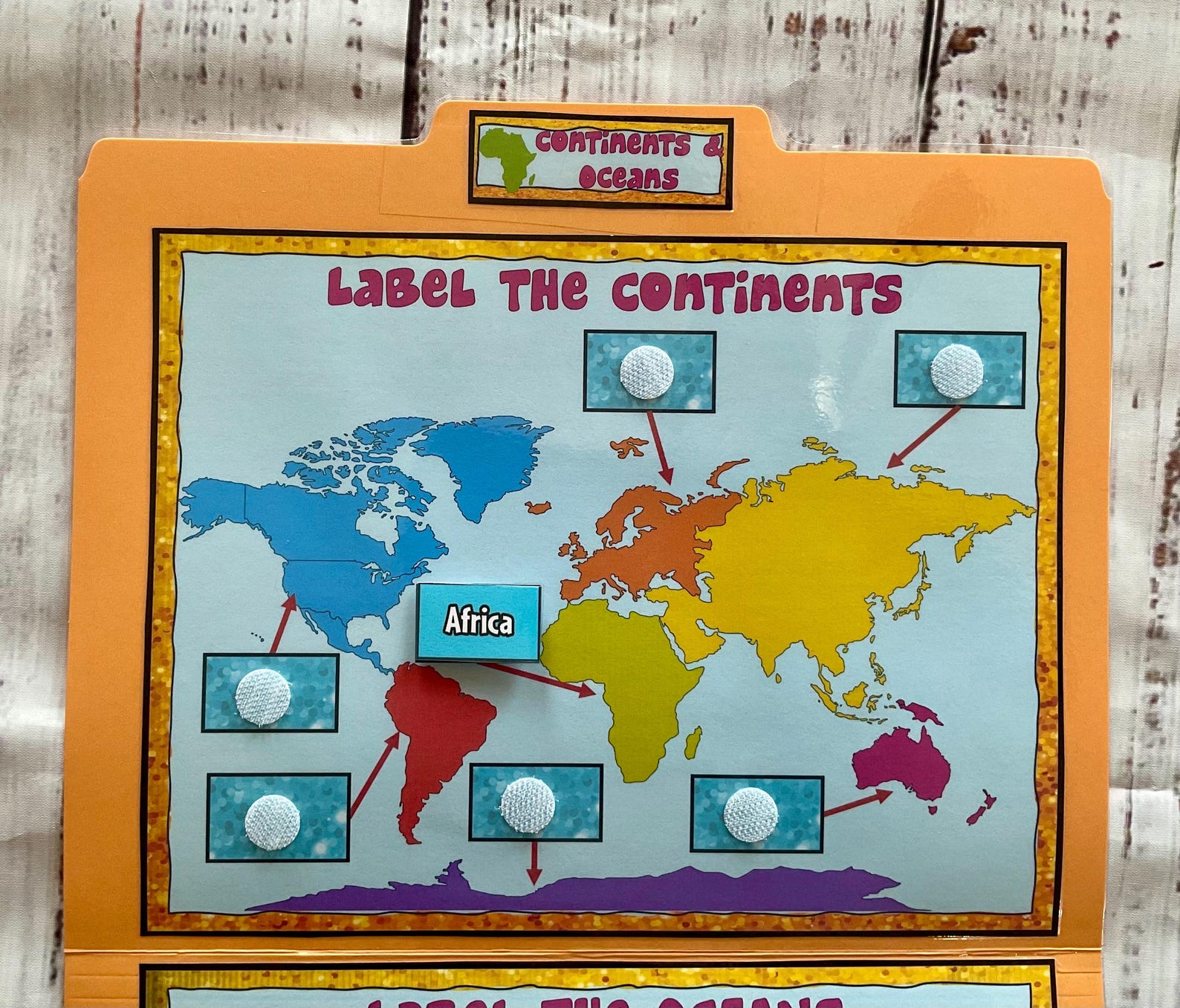 Continents and Oceans Geography Social Studies File Folder Game Task ...