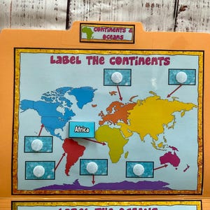 Continents and Oceans Geography Social Studies File Folder Game Task ...