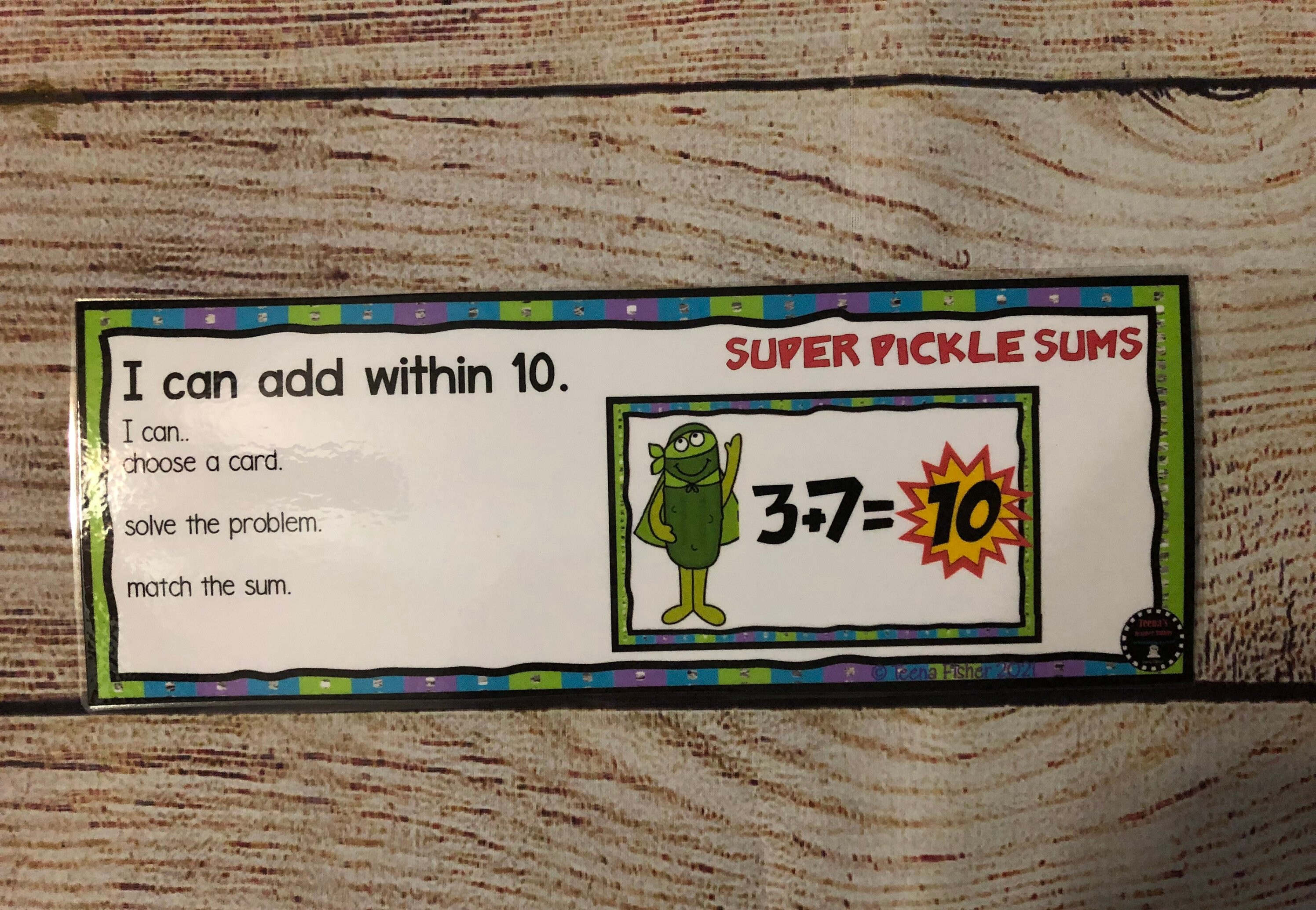 Super Pickle Sums Addition to 10 Math File Folder Game Center Teacher ...
