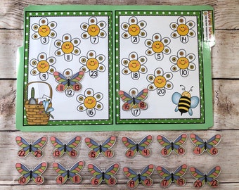 Blooming Numbers Math File Folder Game Center Teacher Resource - Etsy