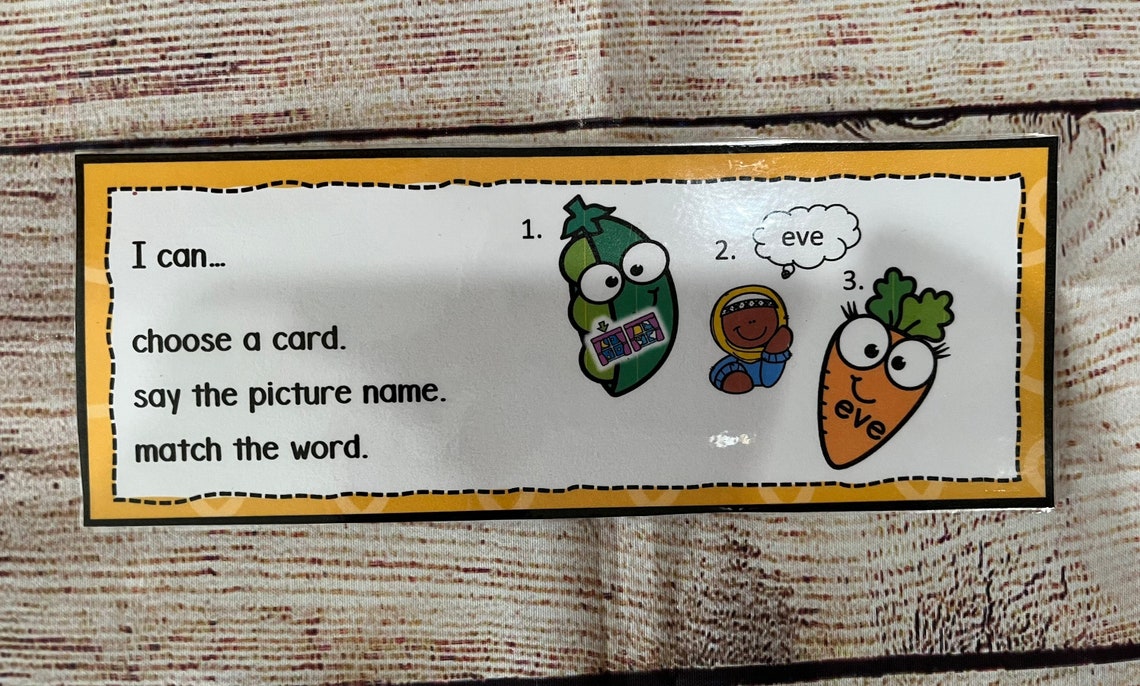 Peas & Carrots Cvce Words Match Phonics Long Vowel | Etsy