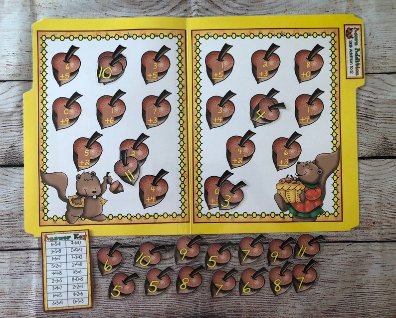 Acorn Addition Math File Folder Game Center Teacher Resource - Etsy