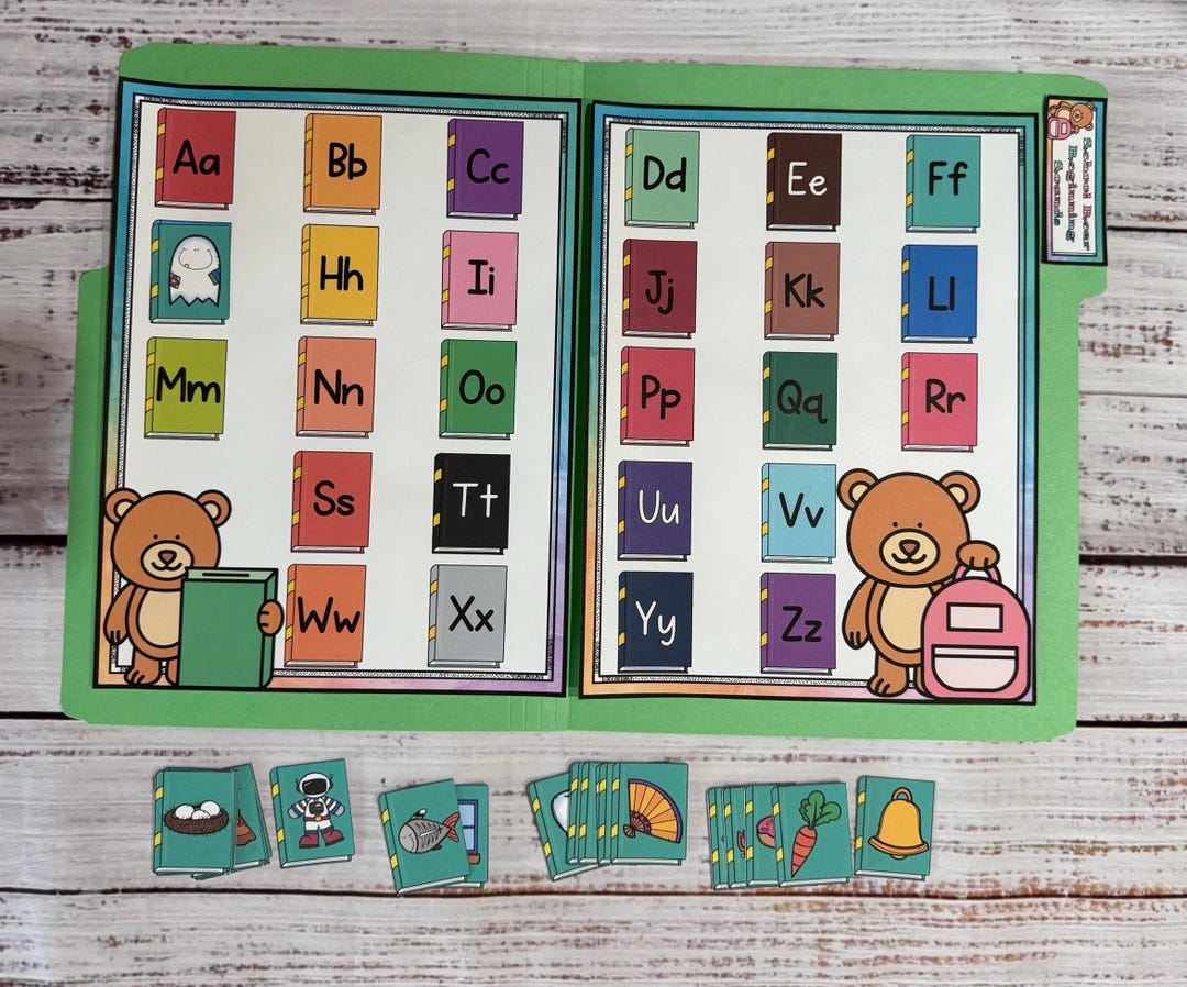 School Pals Beginning Sounds File Folder Game Literacy Center Phonics ...