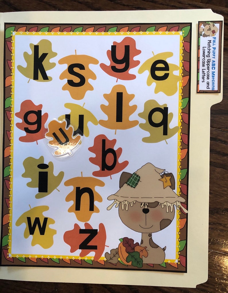 Teacher Made Fall Puppy ABC Matching File Folder Game Literacy Center ...