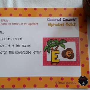 Coconut Coconut Alphabet Match Preschool Kindergarten | Etsy