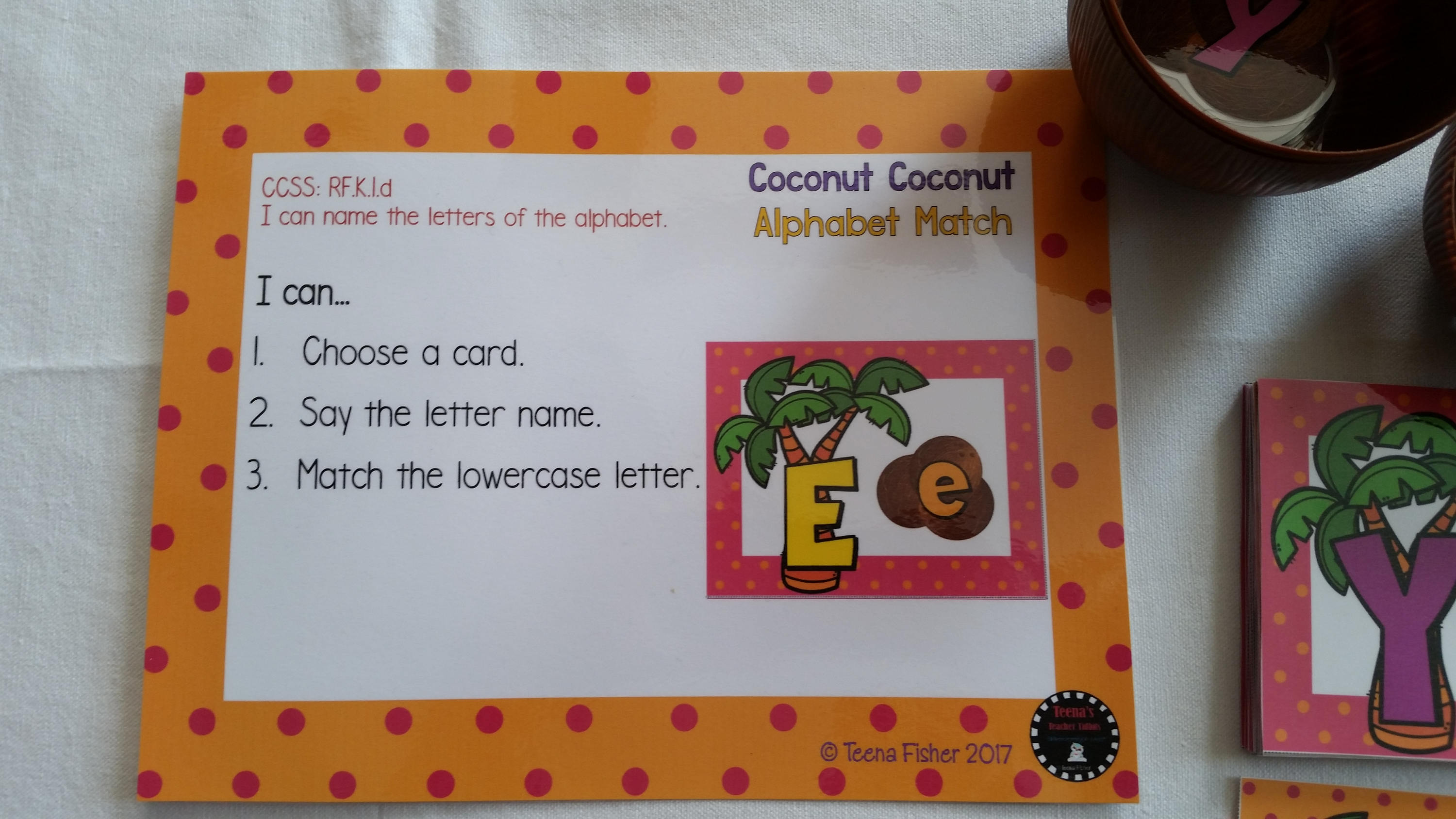 Coconut Coconut Alphabet Match Preschool Kindergarten | Etsy