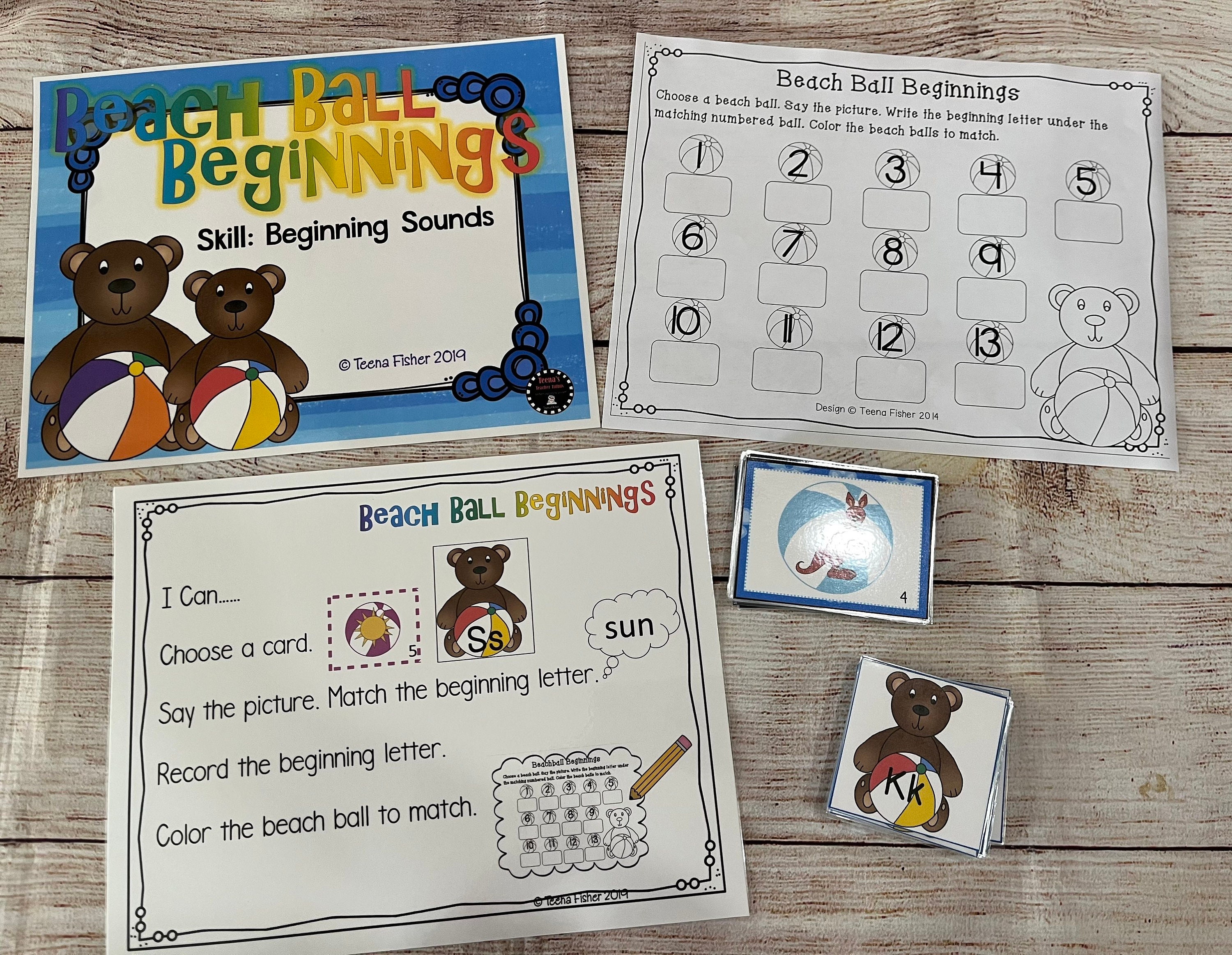 Beachball Beginning Sounds Literacy Phonics File Folder Game - Etsy
