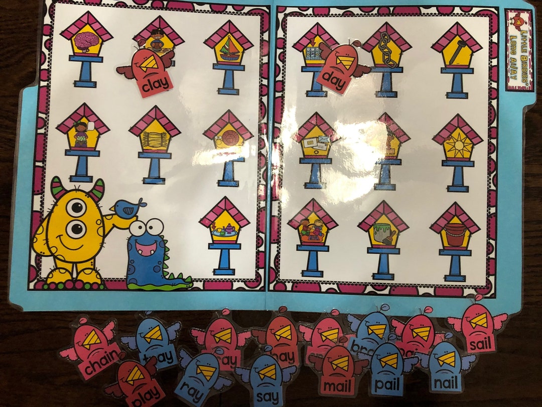 Little Birdies Long A Vowel Teams at & Ai Literacy Phonics File Folder ...