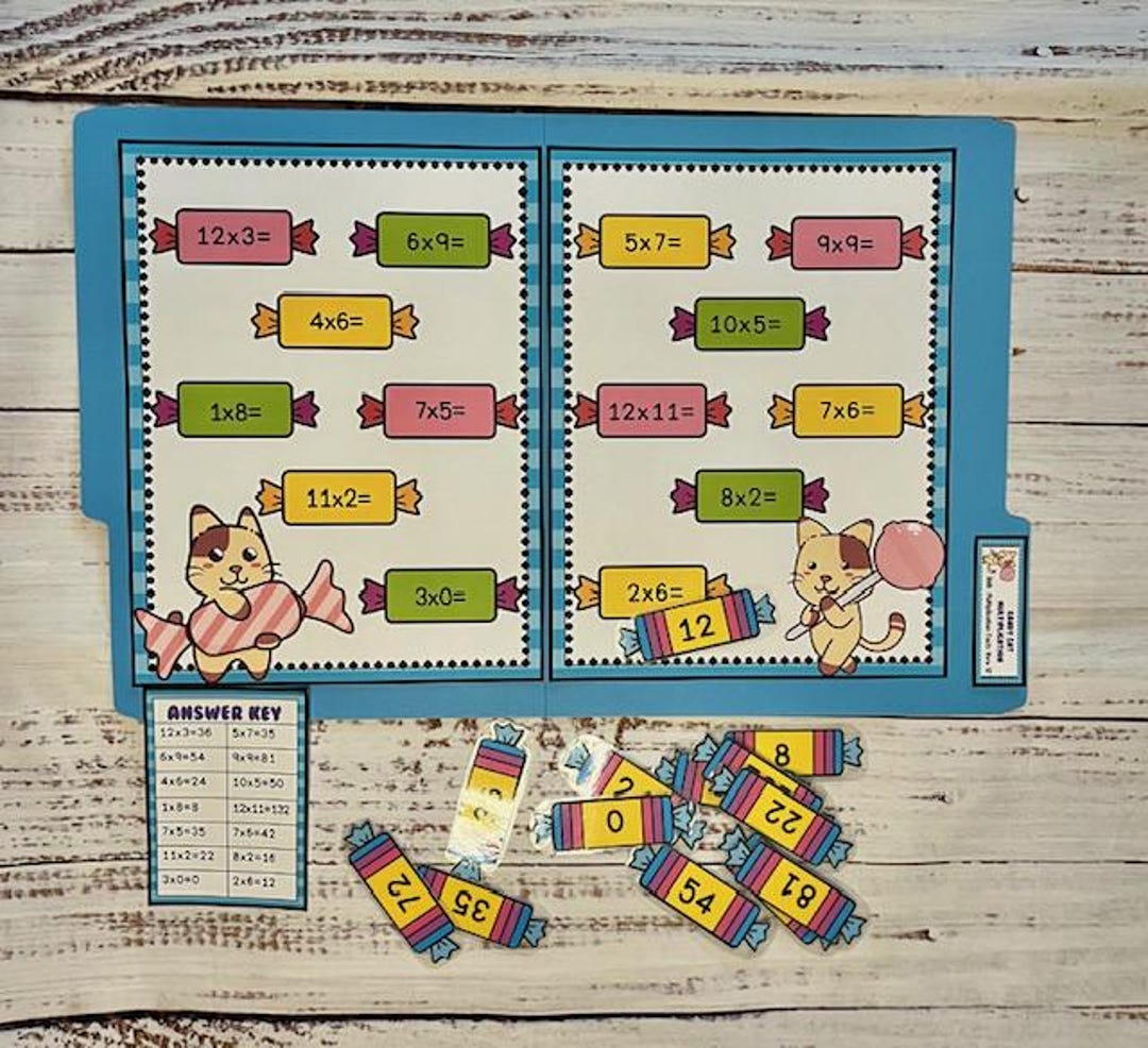 Candy Cat Math File Folder Game Center Teacher Resource Mixed ...