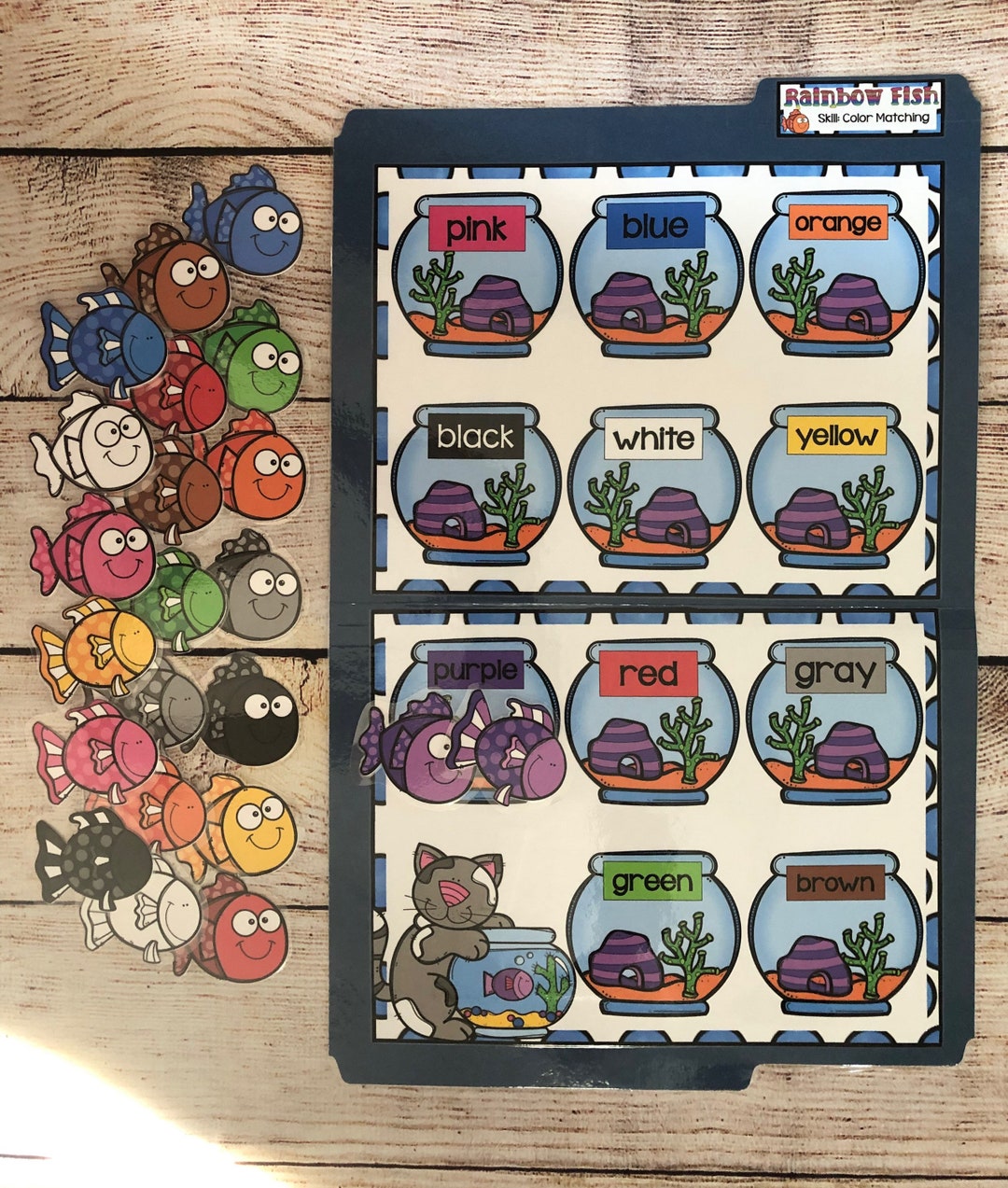 Rainbow Fish Color Sorting Science Math File Folder Game Center Teacher ...