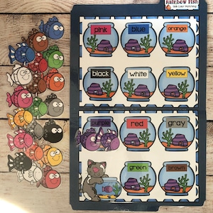 Rainbow Fish Color Sorting Science Math File Folder Game Center Teacher ...