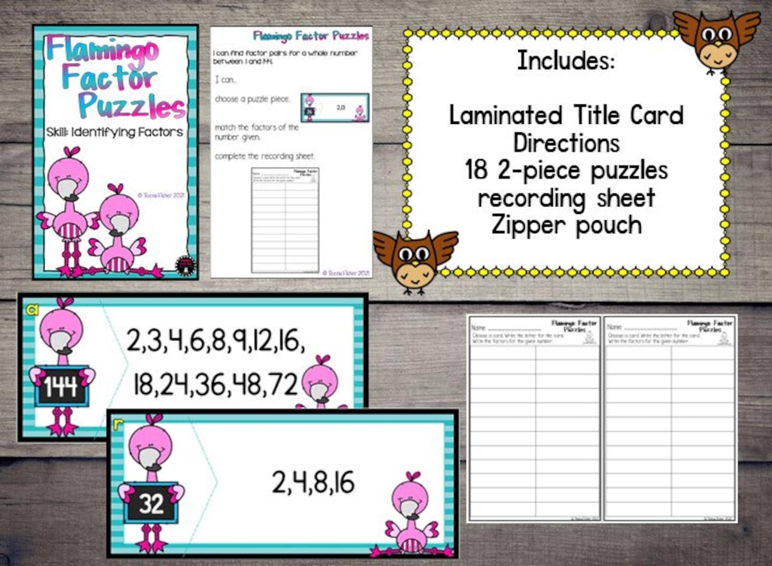 Flamingo Factors Multiplication Math Activity File Folder Game Center ...