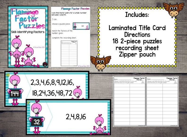 Flamingo Factors Multiplication Math Activity File Folder Game Center ...