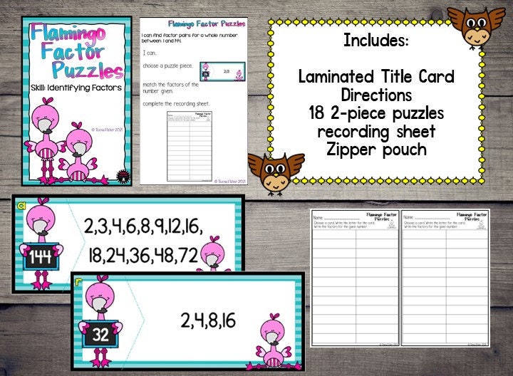 Flamingo Factors Multiplication Math Activity File Folder Game Center ...