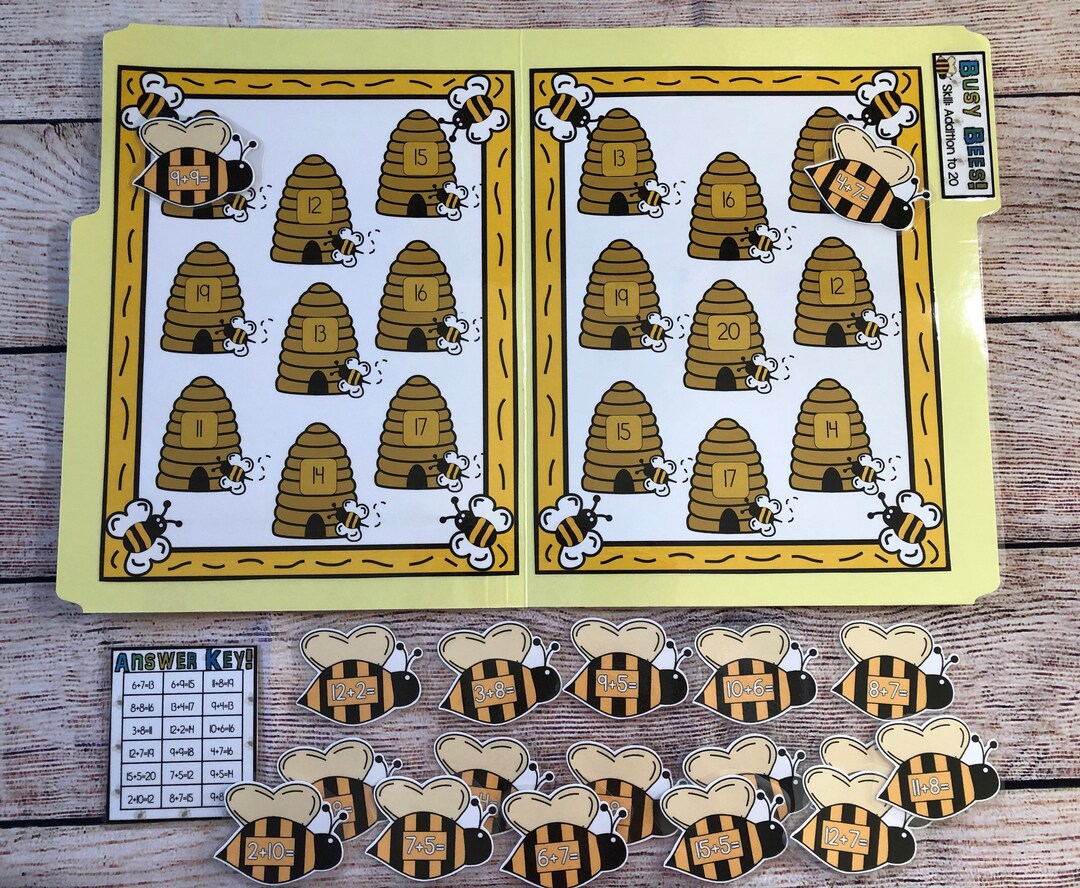 File Folder Game BUSY BEES Math Center Teacher Resource Ready to Play ...