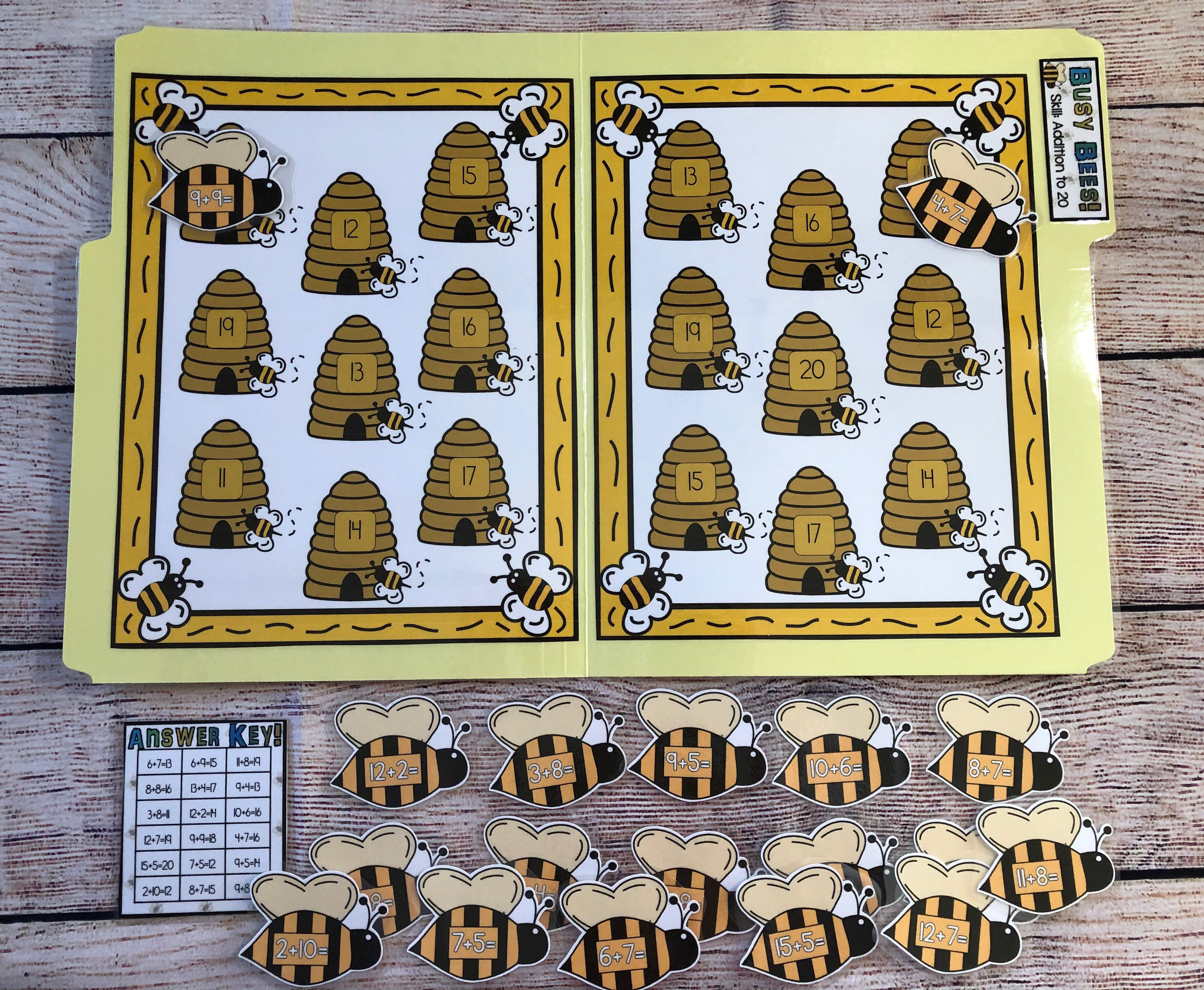 File Folder Game BUSY BEES Math Center Teacher Resource Ready - Etsy