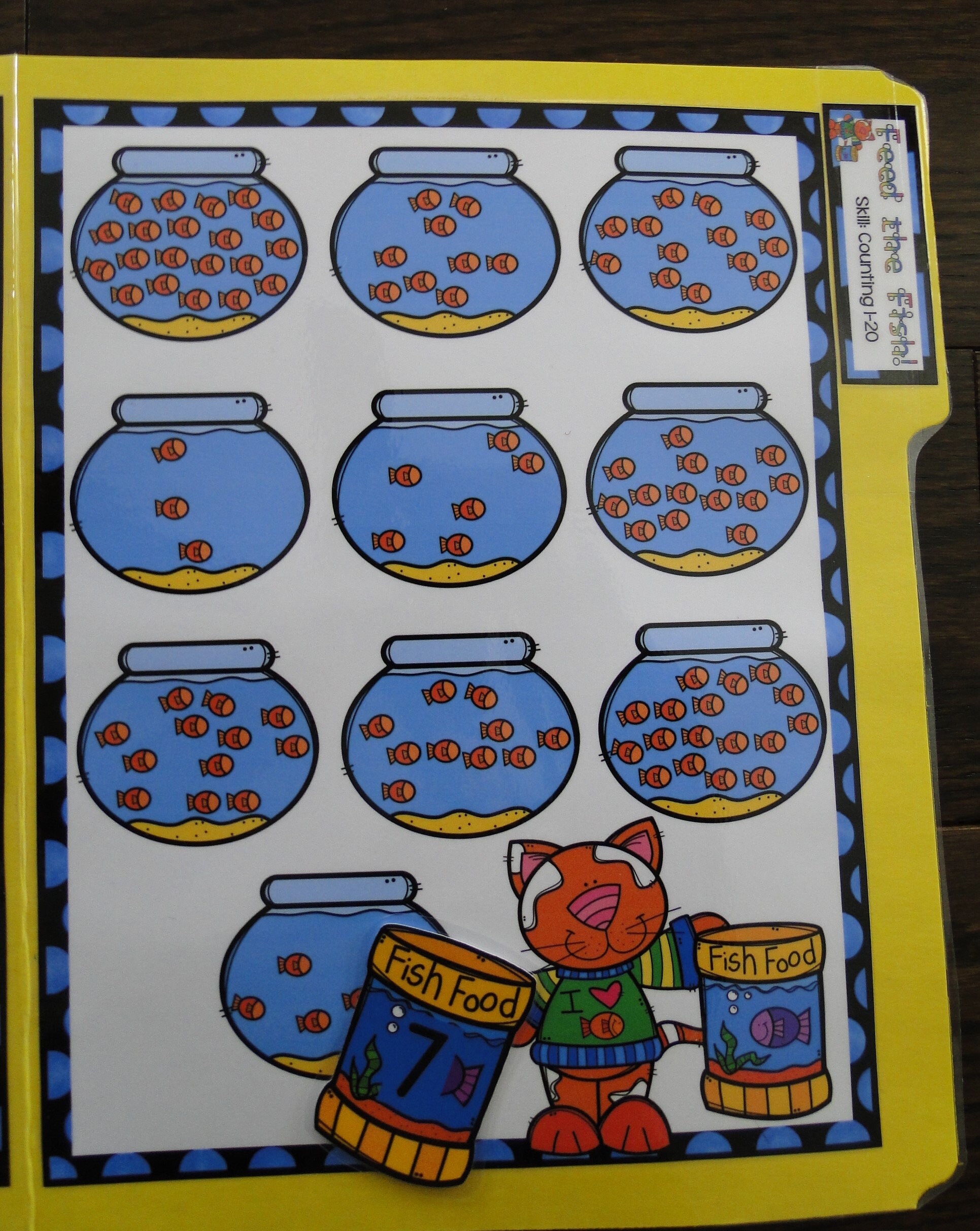 Feed the Fish Counting File Folder Game Numbers 120 | Etsy