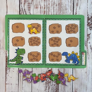 Chunky Dinosaur Counting 1-10 Math File Folder Game Center Teacher ...