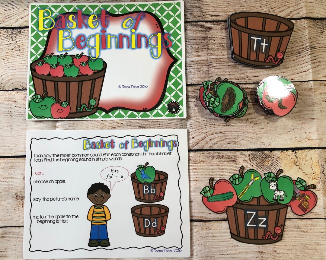 Preschool Kindergarten Basket of Beginning Sounds, Busy Bag, Quiet Time ...