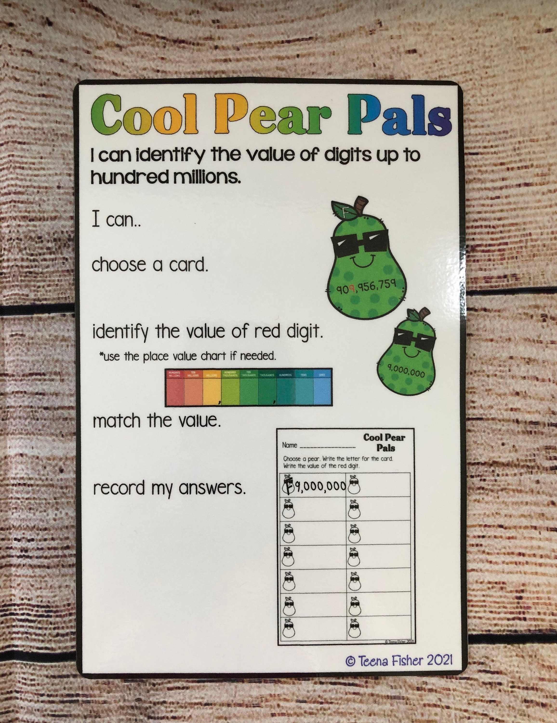 Cool Pear Pals Place Value to Millions Math File Folder Game - Etsy UK