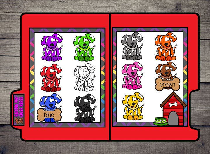 Rainbow Pup Color Words File Folder Game Center Teacher Resource ...