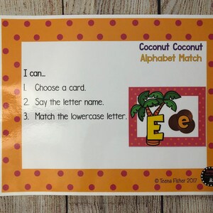 Coconut Coconut Alphabet Match Preschool Kindergarten Homeschool ...