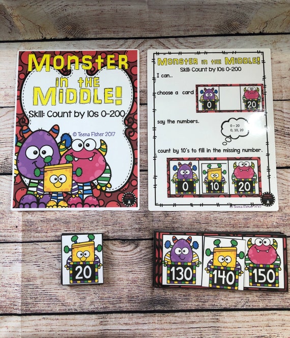 Monster in the Middle Skip Counting by 10s Math Center | Etsy
