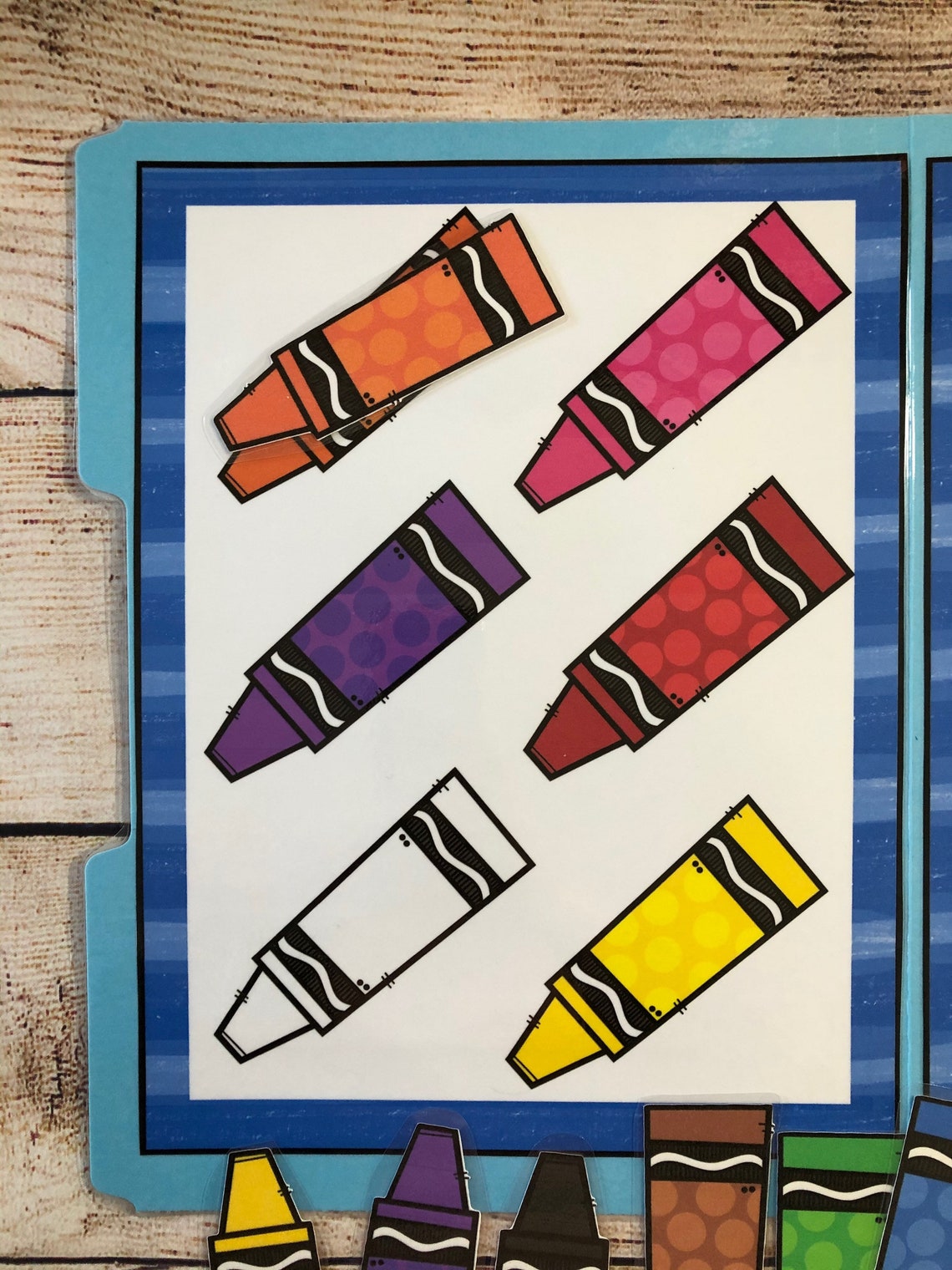 Crayon Color Match Math File Folder Game Center Teacher - Etsy