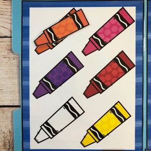 Crayon Color Match Math File Folder Game Center Teacher Resource ...